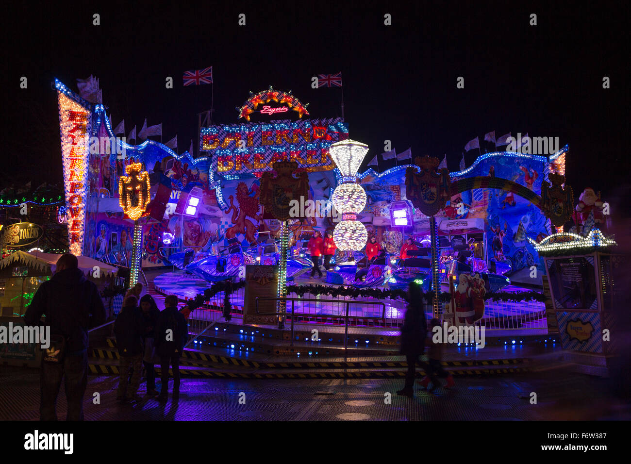 London, UK. 19 November 2015. A Bavarian fairground ride. Hyde Park ...