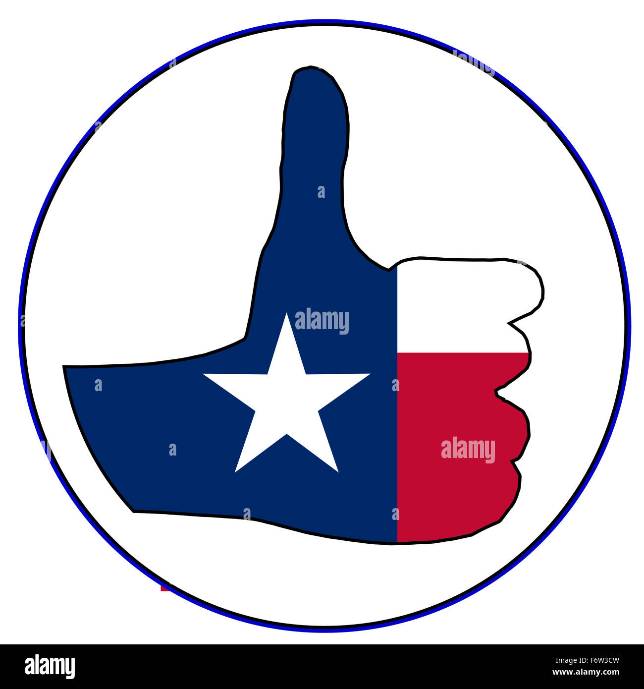 A Texan flag hand giving the thumbs up sign all over a white background ...