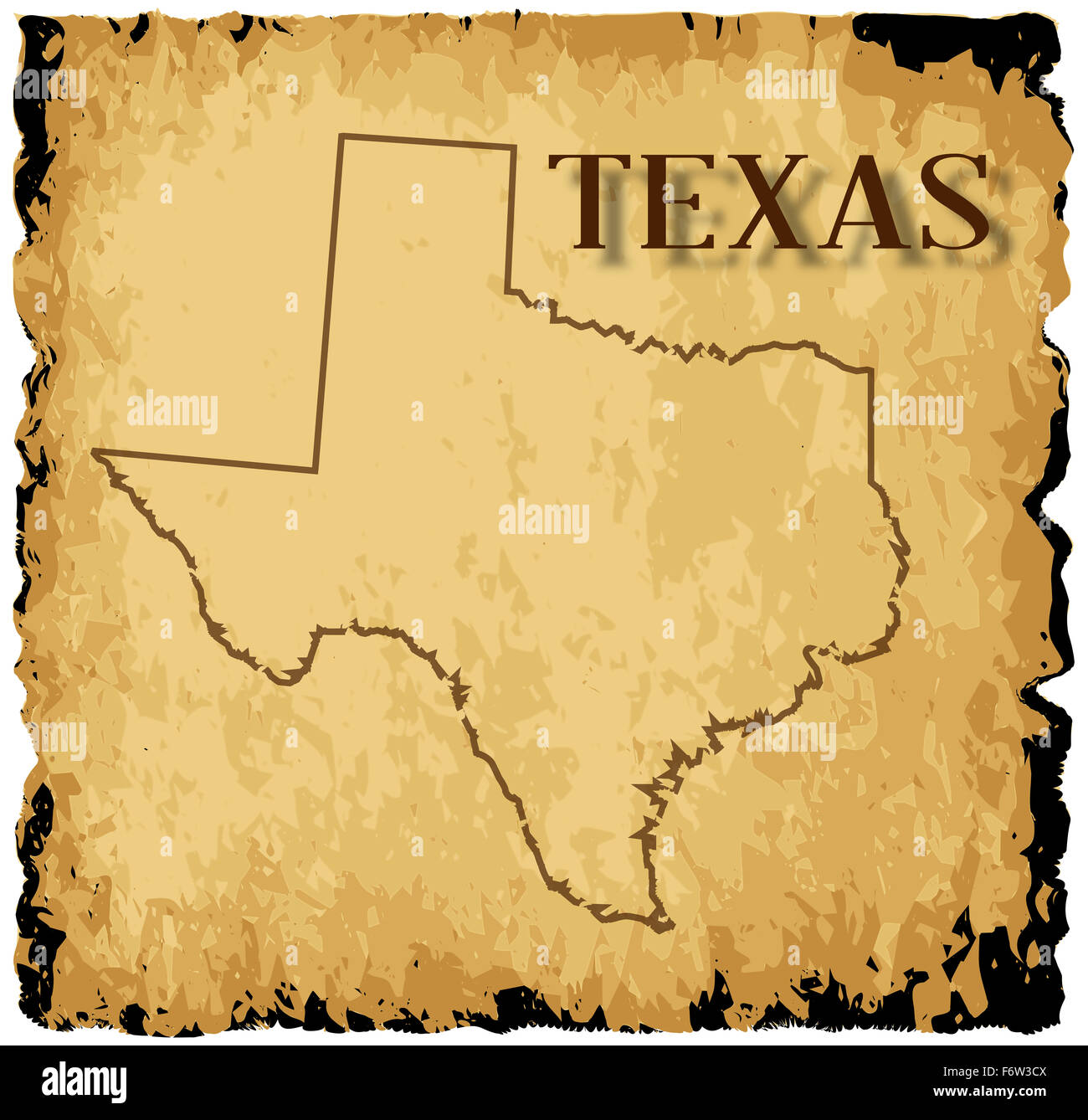 A parchment background with an outline map of Texas Stock Photo - Alamy
