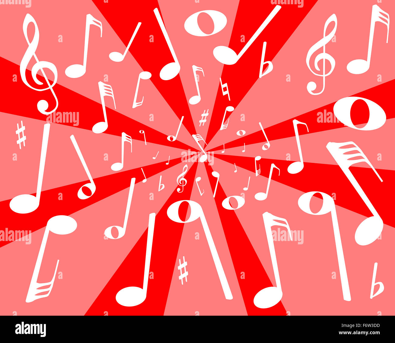 A red ray background with musical notes Stock Photo - Alamy