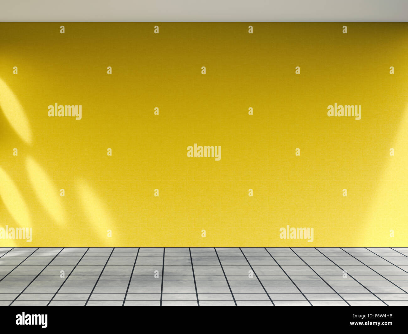 3D rendering of interior yellow wall and concrete floor Stock Photo - Alamy