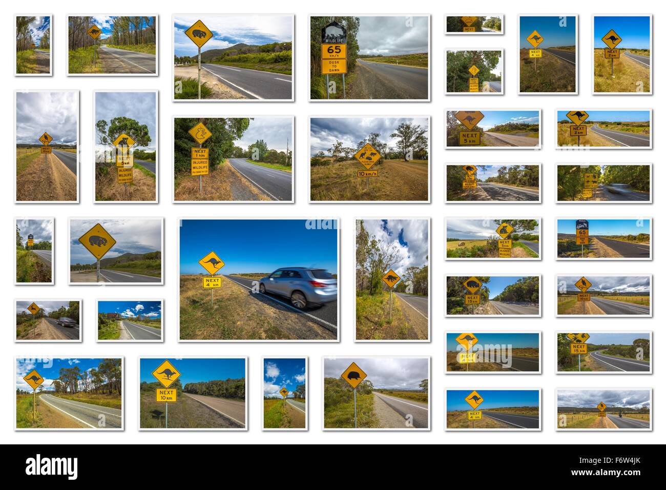 Australian warning signs collage Stock Photo - Alamy