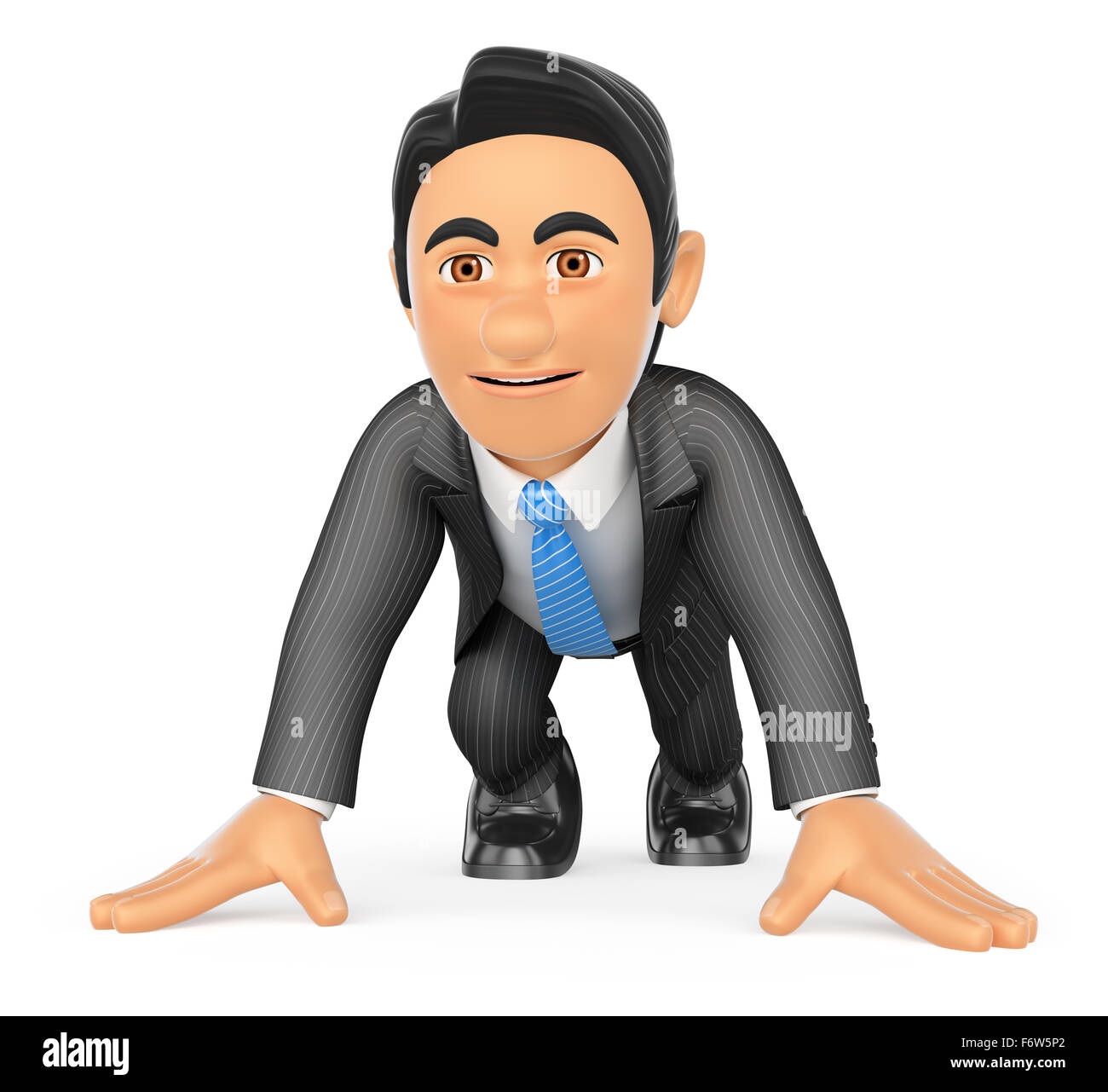 3d business people. Businessman ready at the start of a race. Isolated ...