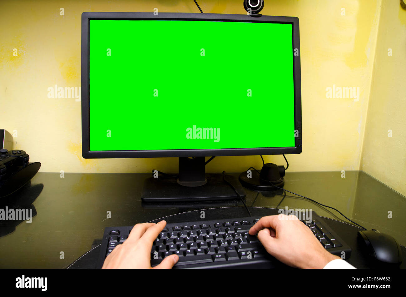 View Back Of Man Computer Screen Stock Photos & View Back Of Man ...