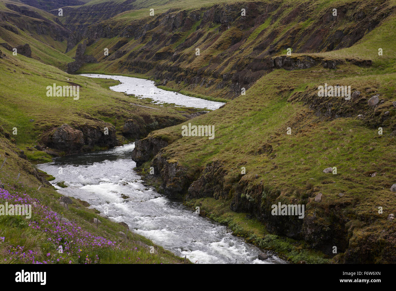 River between mountains near an Icelandic fjord Stock Photo - Alamy