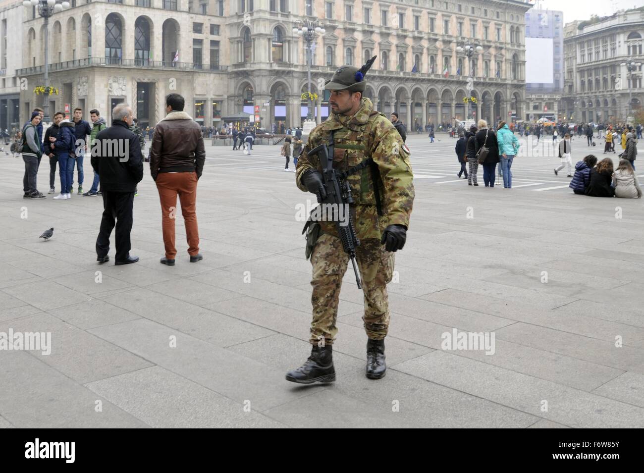 Milan, Italy. 19th November, 2015. The army in anti-terrorism security ...