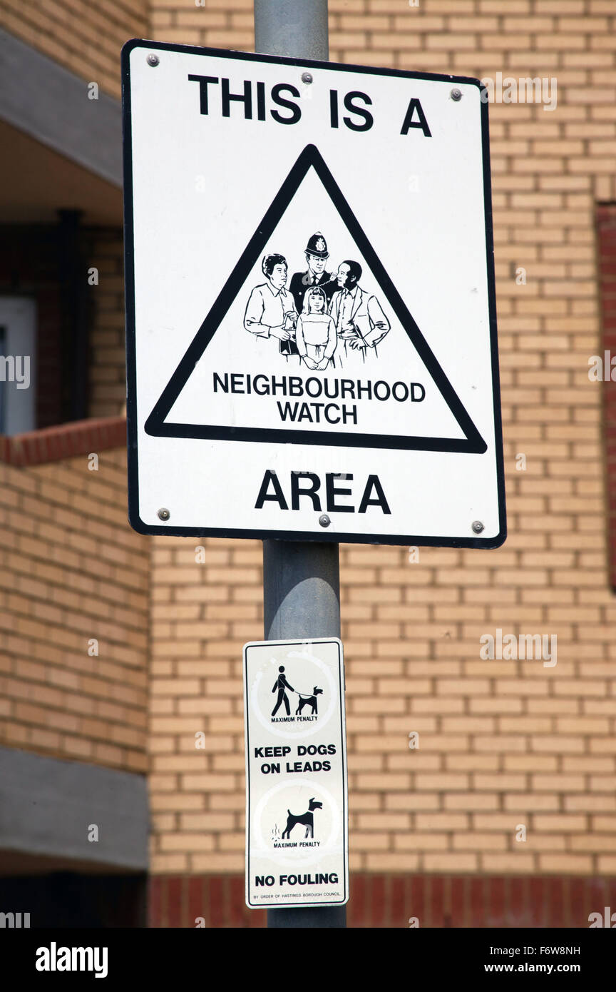 Neighbourhood watch sign post Stock Photo - Alamy