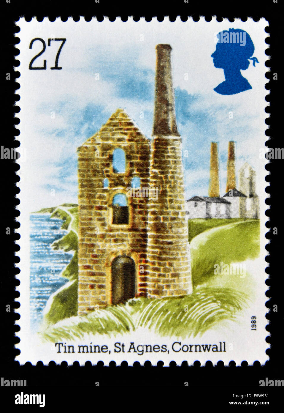 Postage stamp. Great Britain. Queen Elizabeth II. 1989. Industrial ...