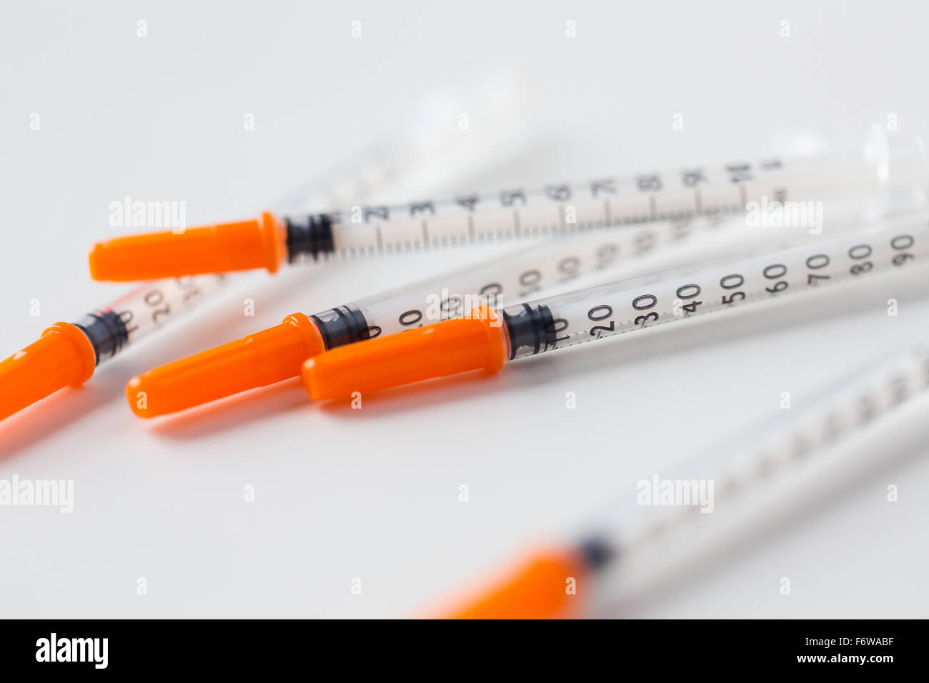 close up of insulin syringes on table Stock Photo - Alamy