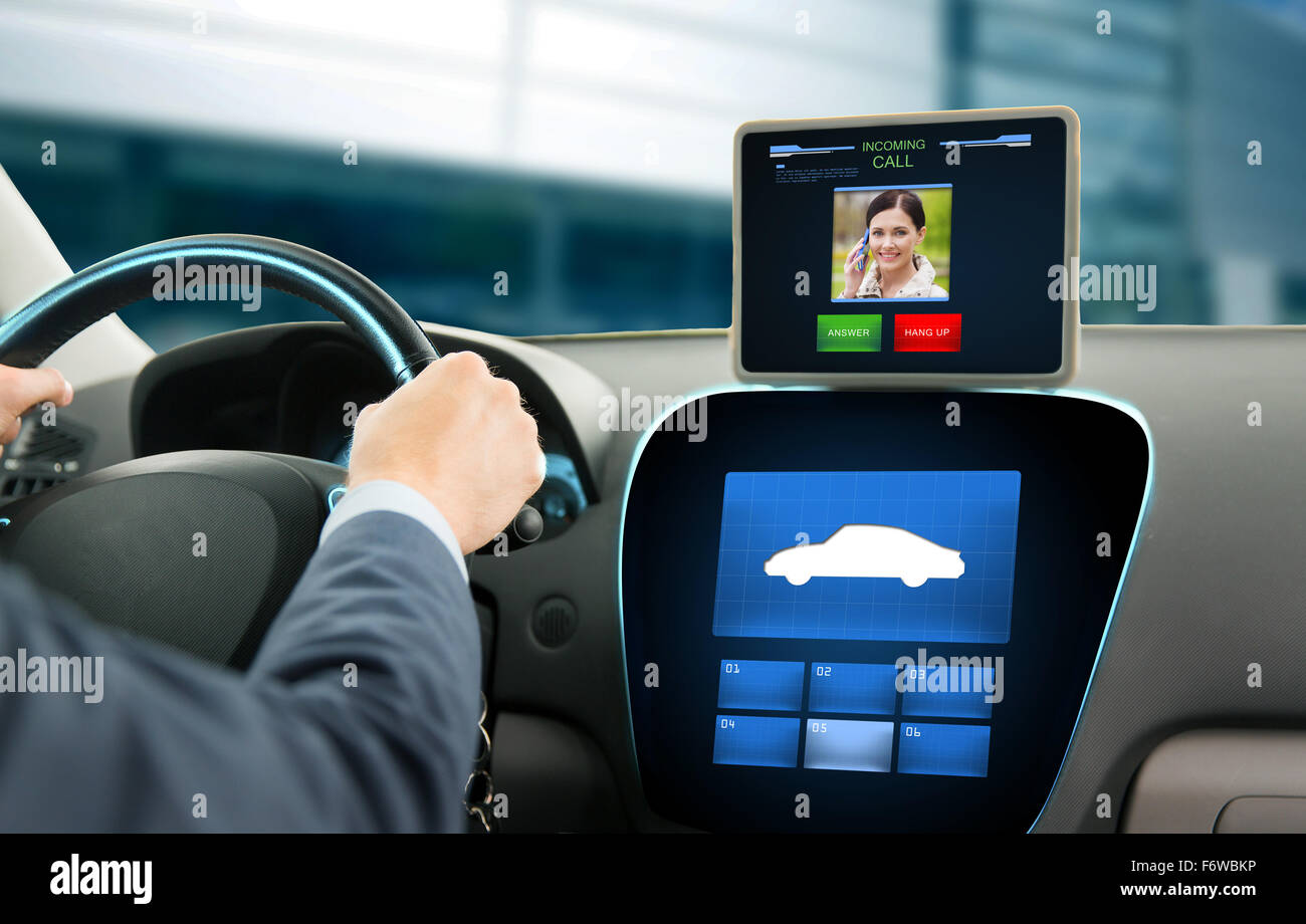 close up of man driving car and receiving call Stock Photo - Alamy