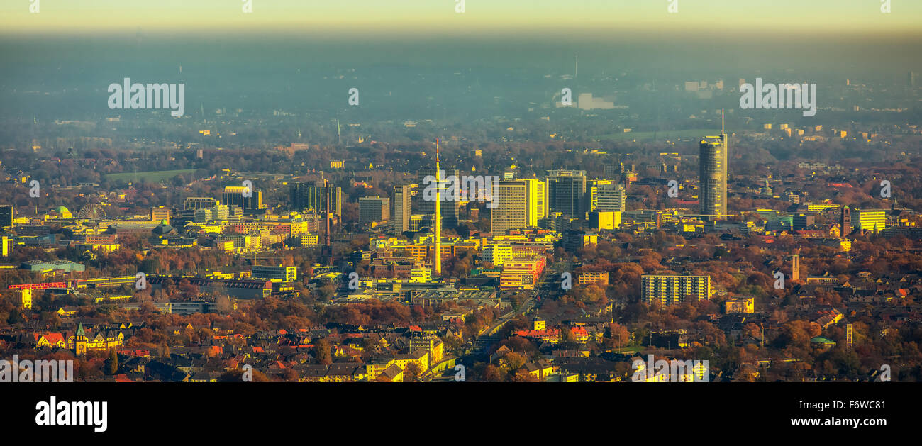 Skyline of Essen, skyscrapers, RWE-Tower, television tower, Rhine Ruhr ...