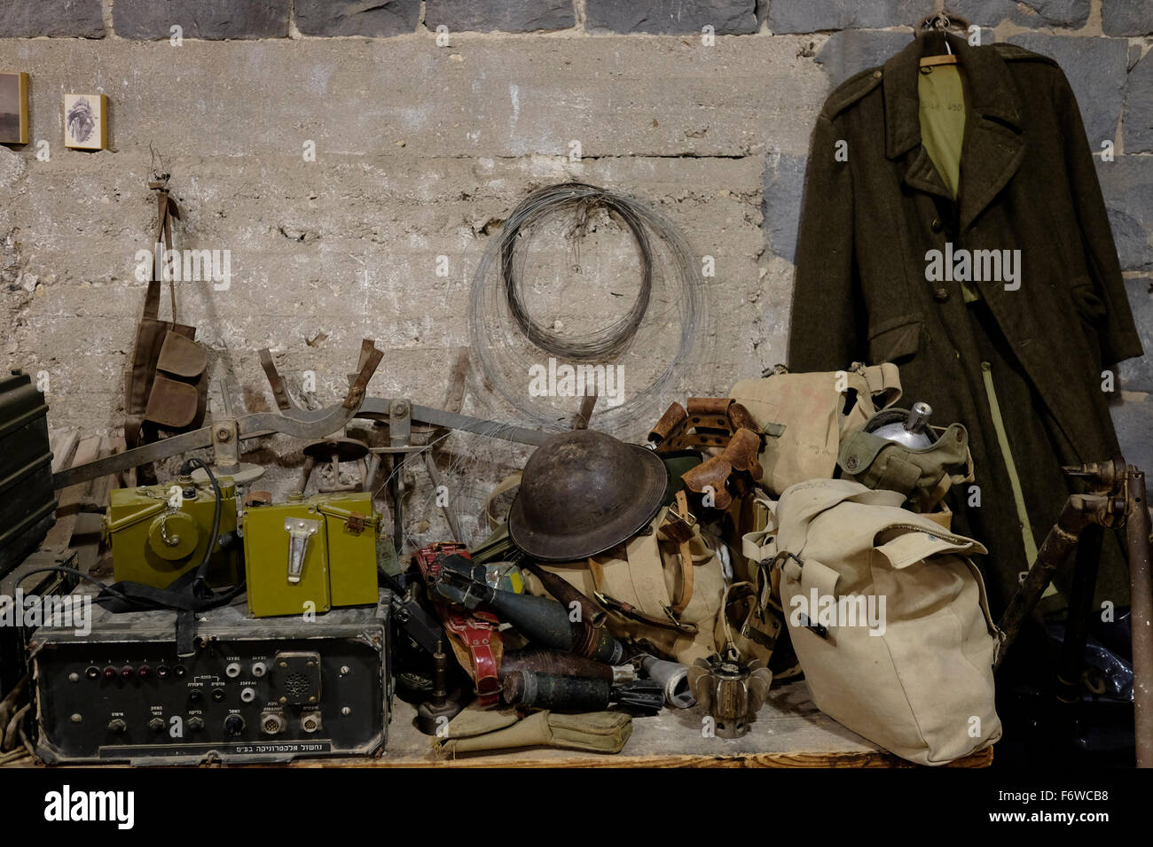 Old military items displayed inside a Slik which was a secret hiding ...