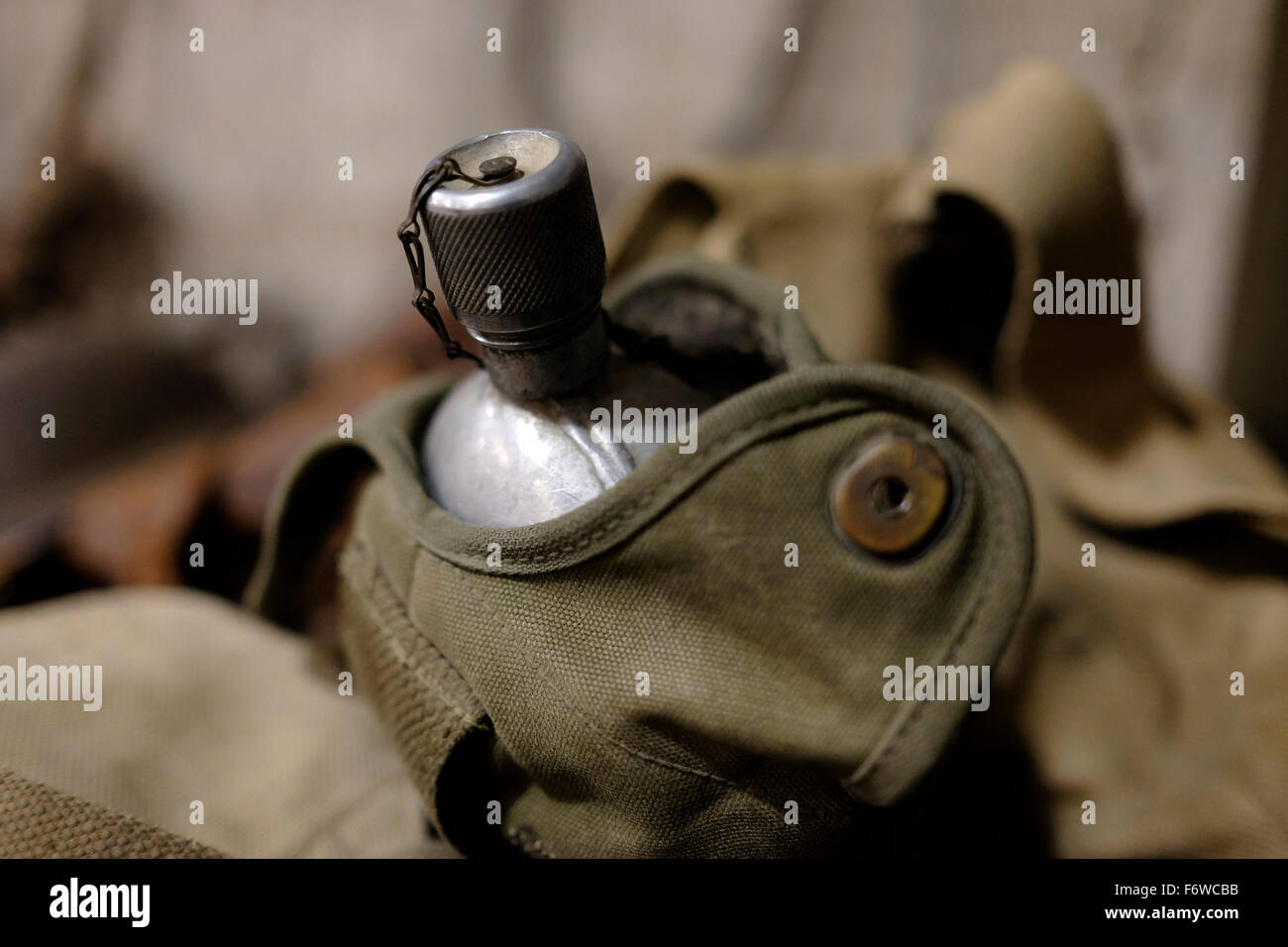 Old military items displayed inside a Slik which was a secret hiding ...