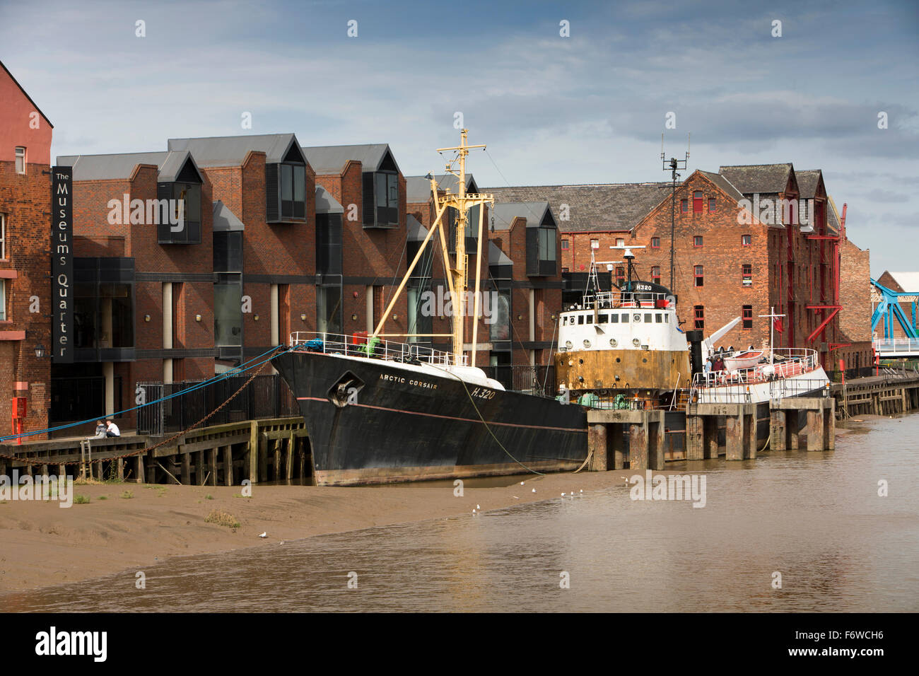 UK, England, Yorkshire, Hull, Museum Quarter, Arctic Corsair moored ...