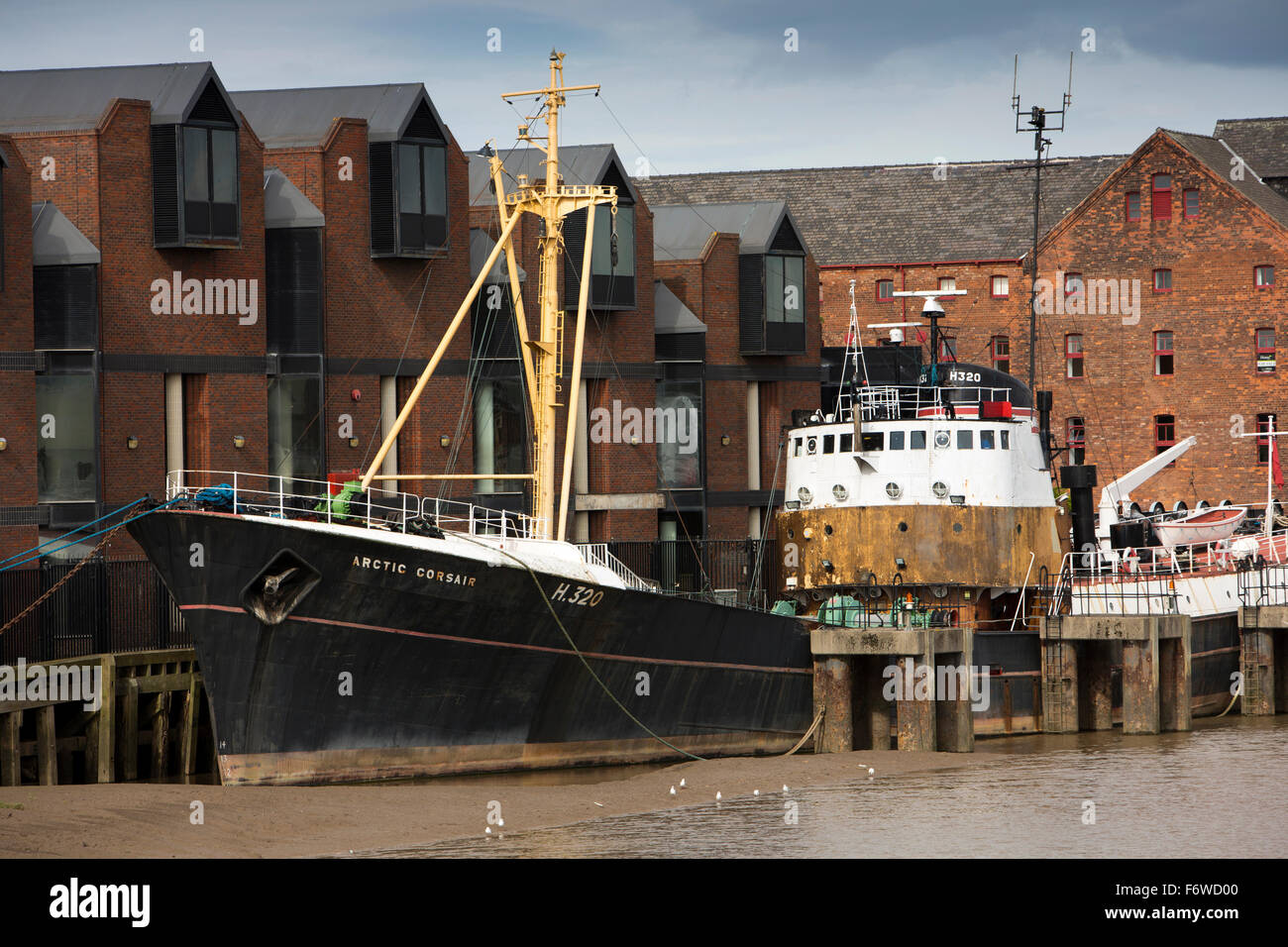 UK, England, Yorkshire, Hull, Museum Quarter, Arctic Corsair moored ...