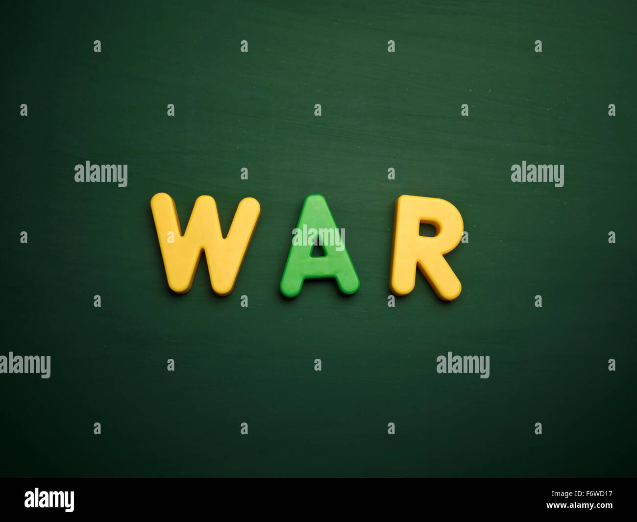 war concept in colorful letters isolated on blank blackboard Stock ...