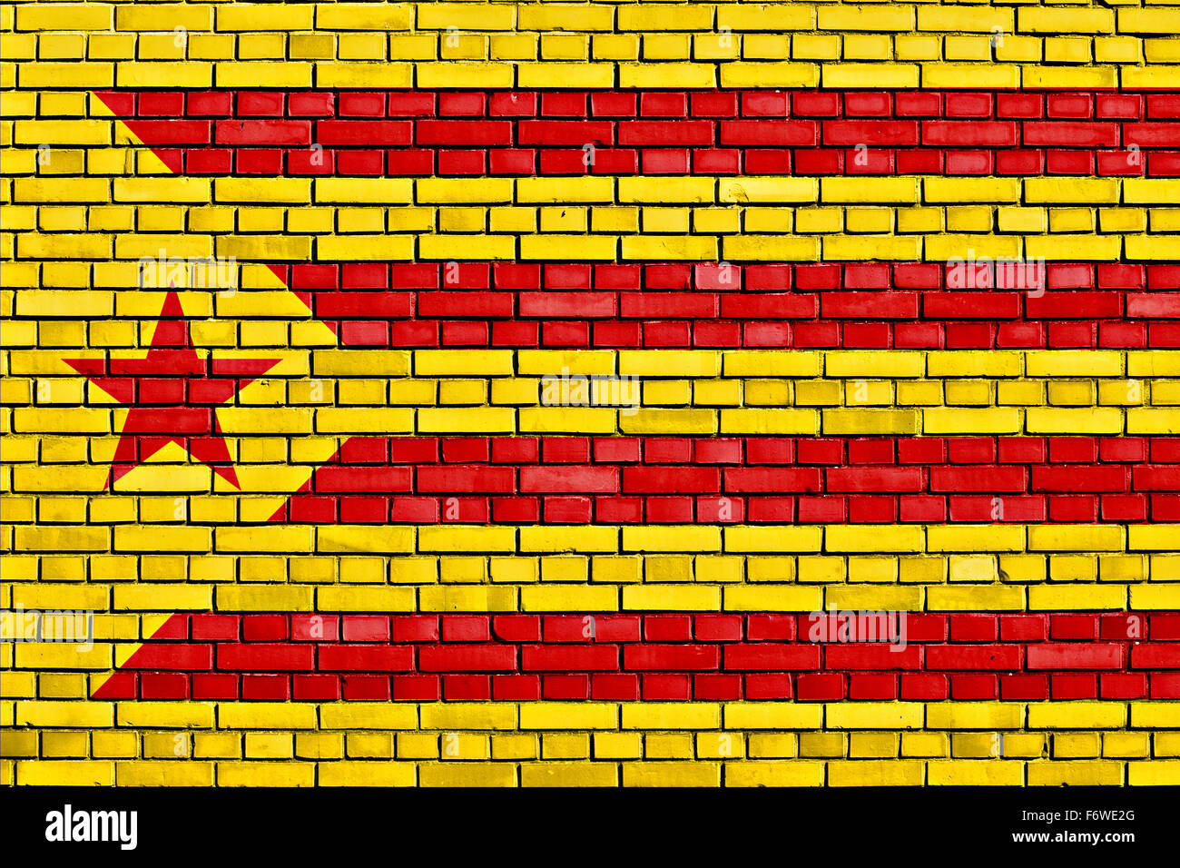 flag of Catalan separatist movement painted on brick wall Stock Photo ...
