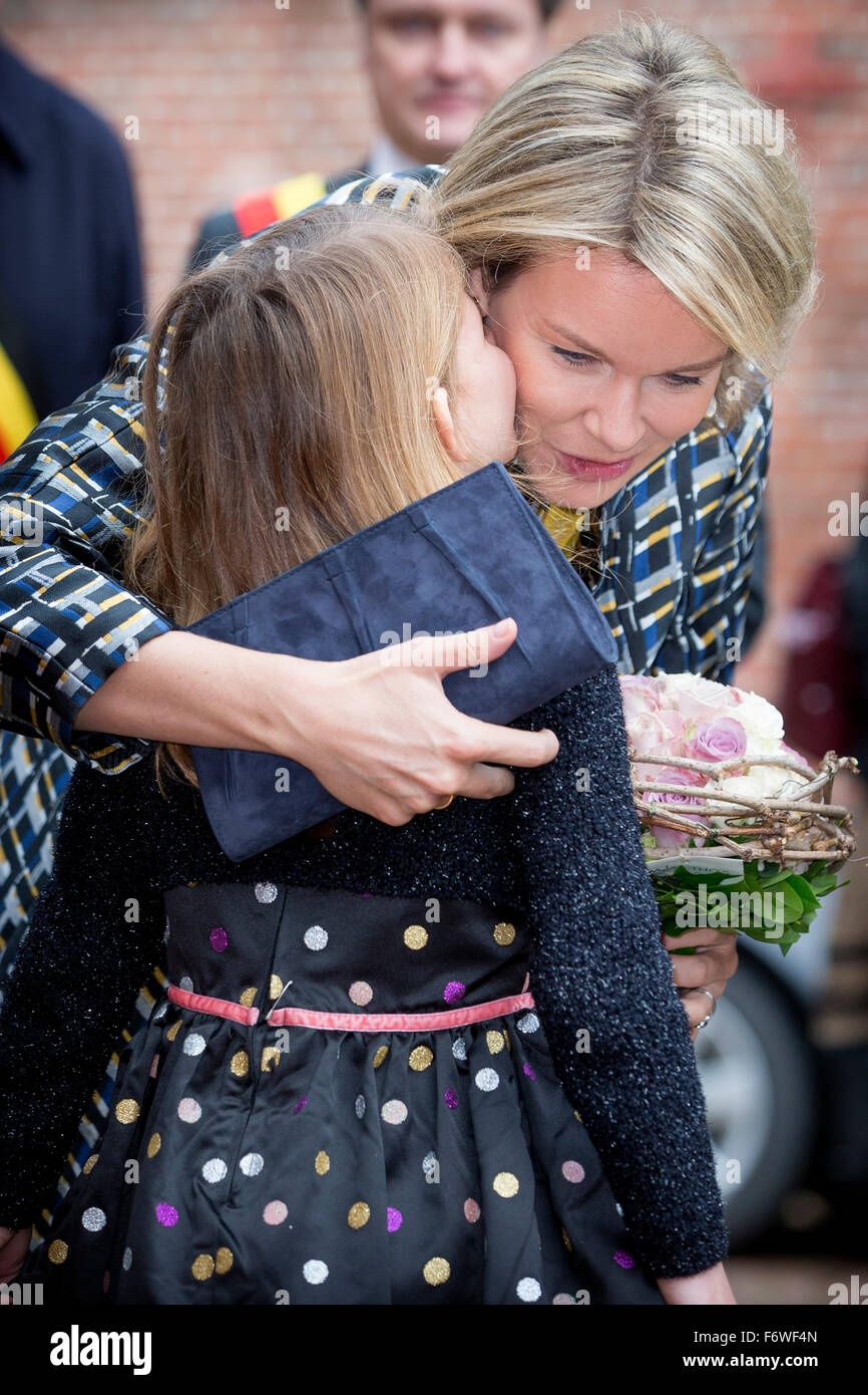 Queen Mathilde of Belgium visit the region Hainaut in Belgium, 19 ...