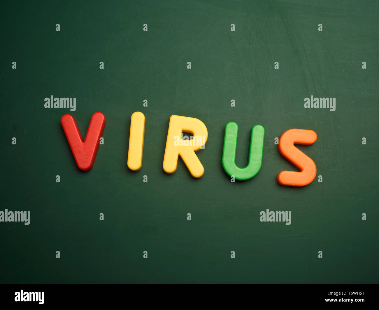 virus concept in colorful letters isolated on blank blackboard Stock ...