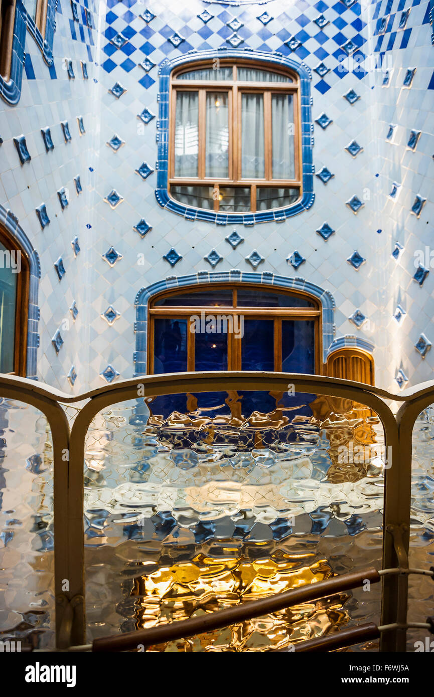Staircase in Casa Batllo,architect Antoni Gaudi,Passeig de Gracia ...