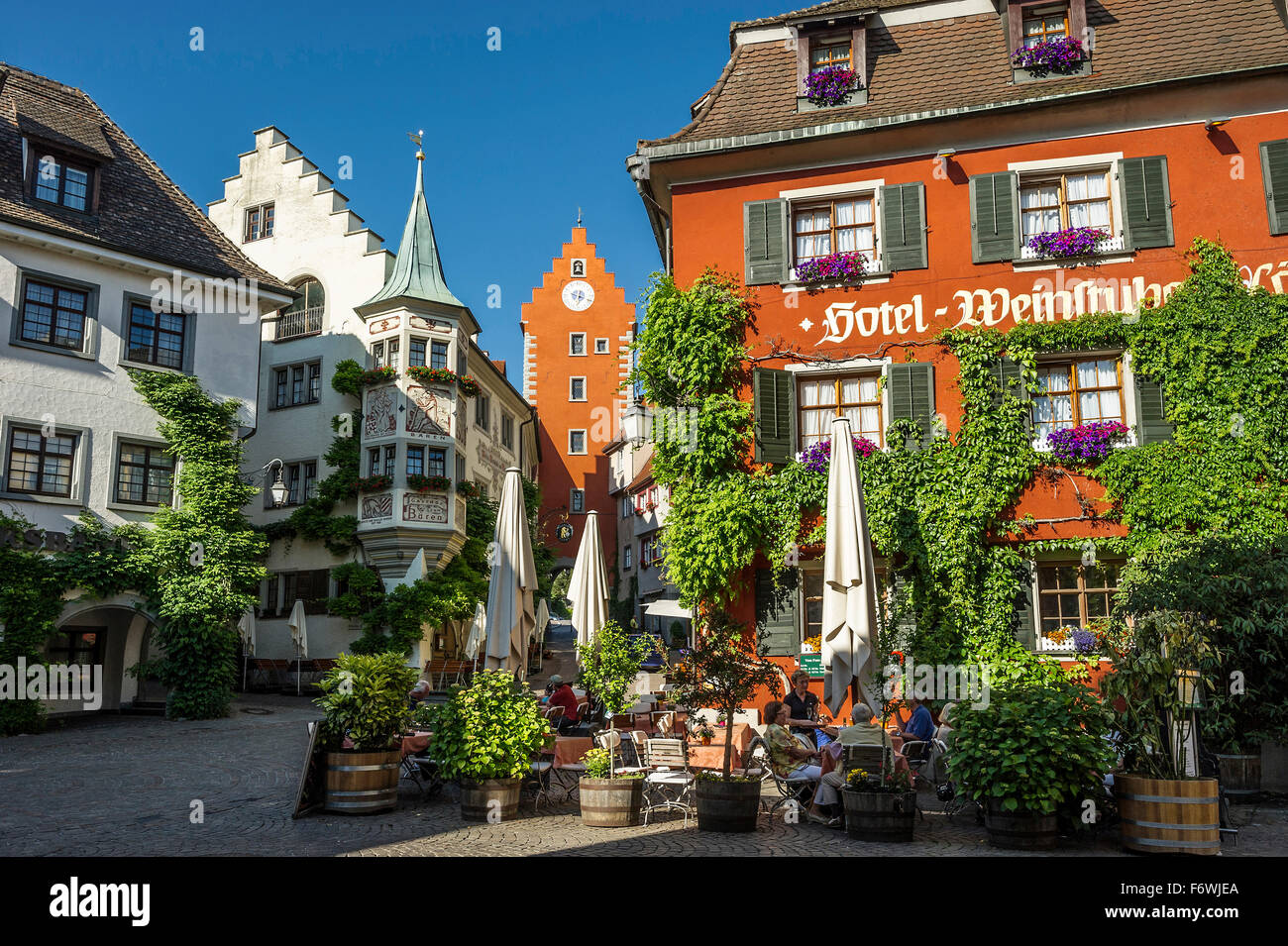 Restaurant, Meersburg, Lake Constance, Baden-Württemberg, Germany Stock ...
