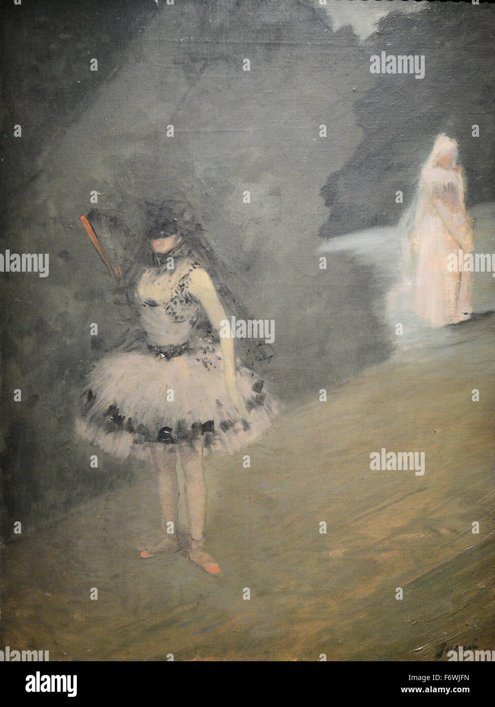 Jean-Louis Forain - Danseuse debout Derriere un portant de coulisse ...