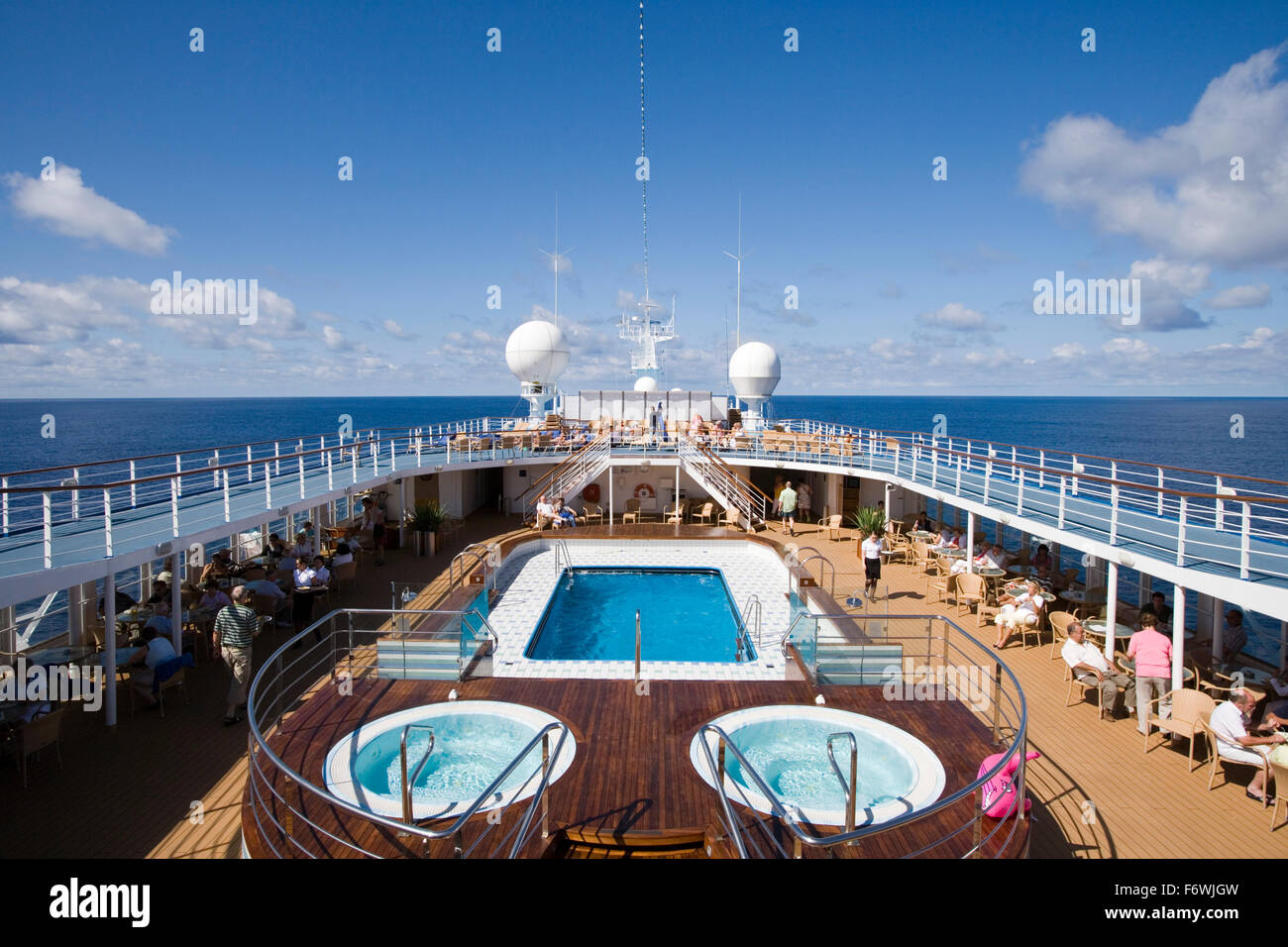 Pool deck of cruise ship MS Delphin Voyager, Atlantic Ocean, near the ...