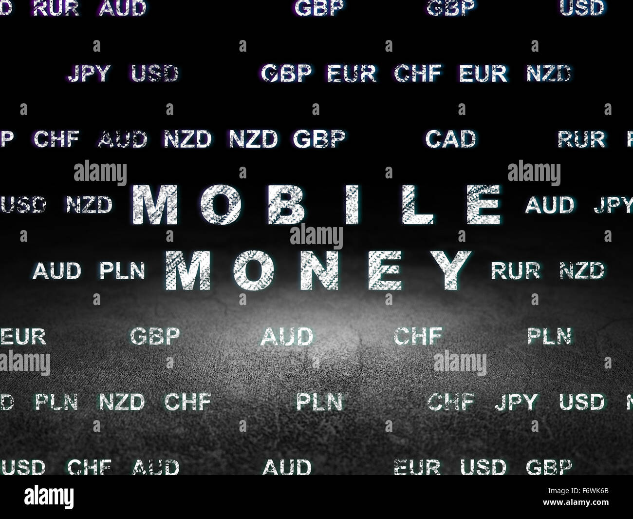 Currency concept: Mobile Money in grunge dark room Stock Photo - Alamy