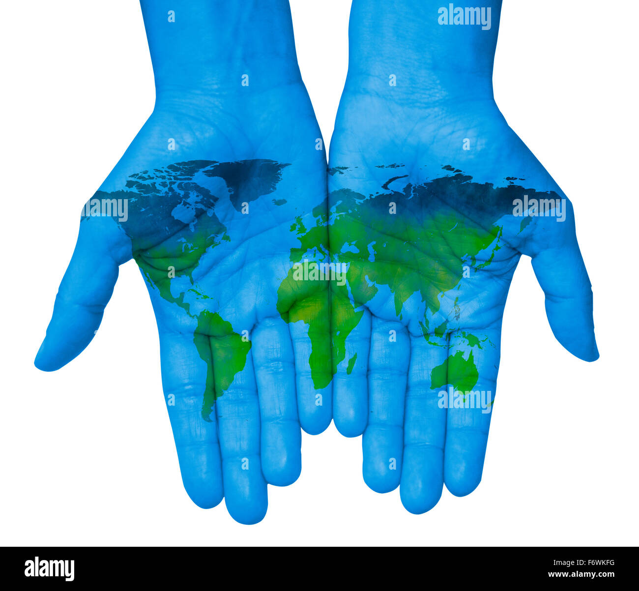 The world in your hands with world map Stock Photo - Alamy