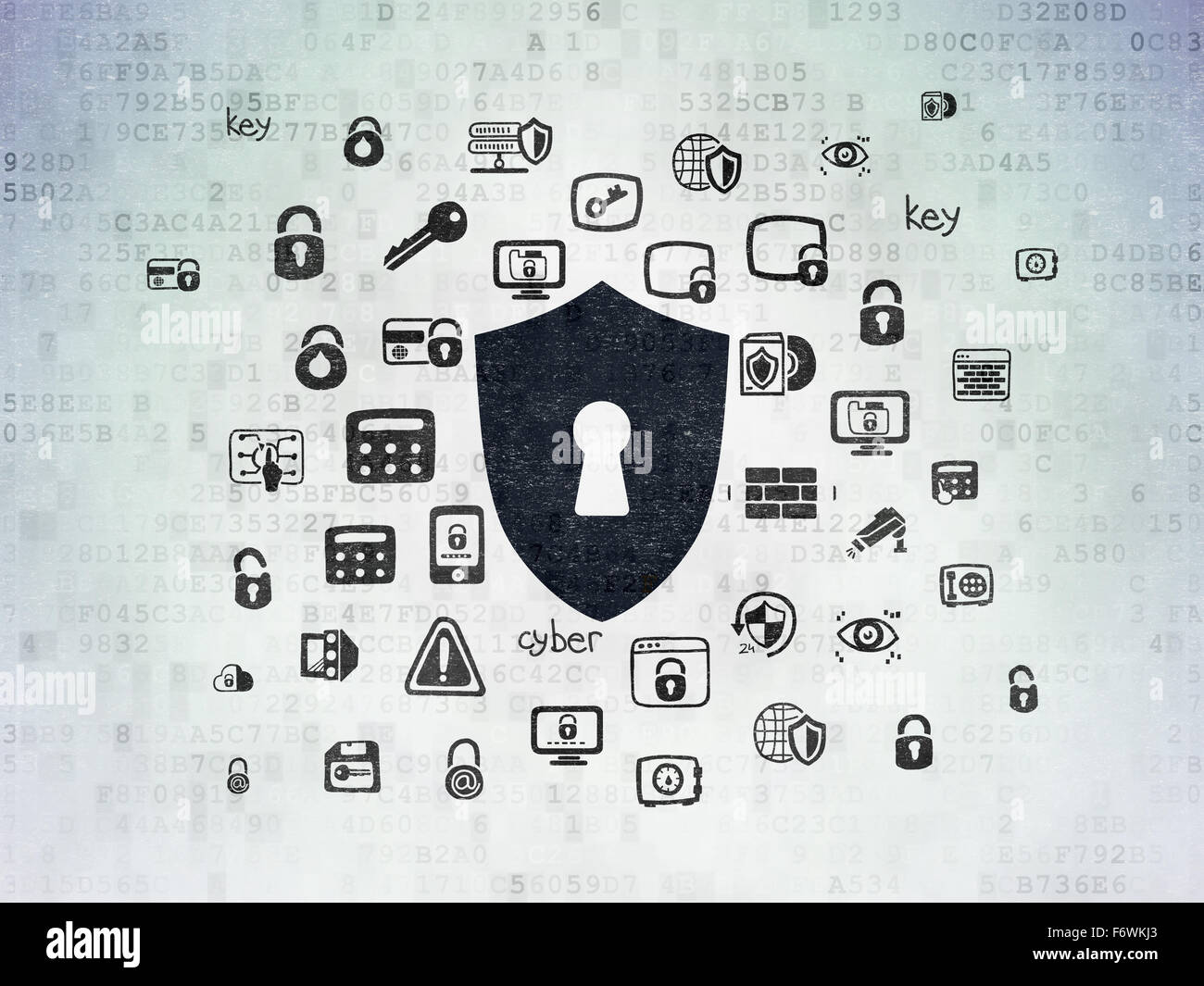 Protection concept: Shield With Keyhole on Digital Paper background ...