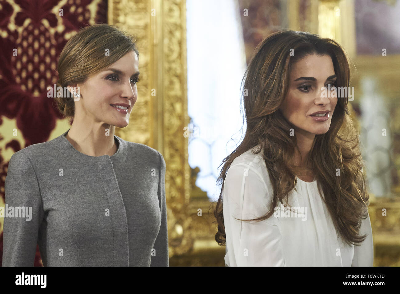Nov. 20, 2015 - Madrid, Spain - Queen Letizia of Spain, Queen Rania of ...