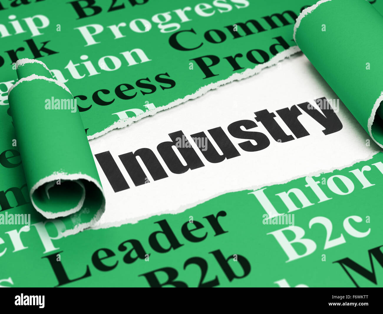 Finance concept: black text Industry under the piece of torn paper ...