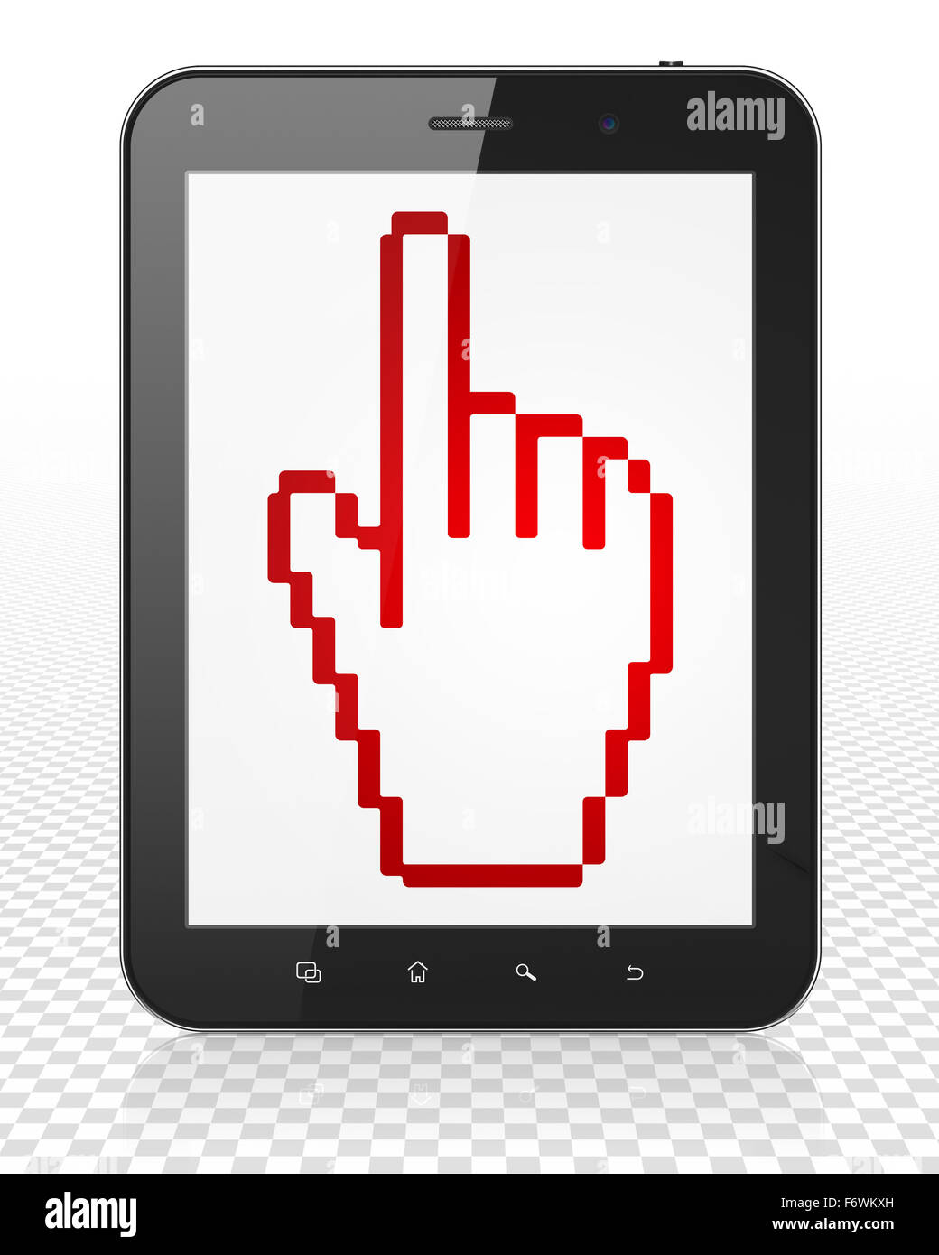 Web design concept: Tablet Pc Computer with Mouse Cursor on display ...