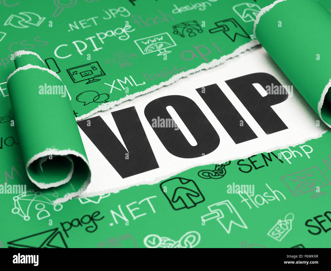 Web development concept: black text VOIP under the piece of torn paper Stock Photo - Alamy