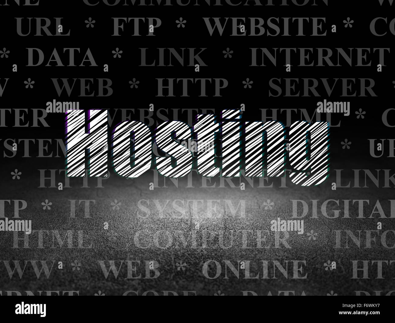Web development concept: Hosting in grunge dark room Stock Photo - Alamy