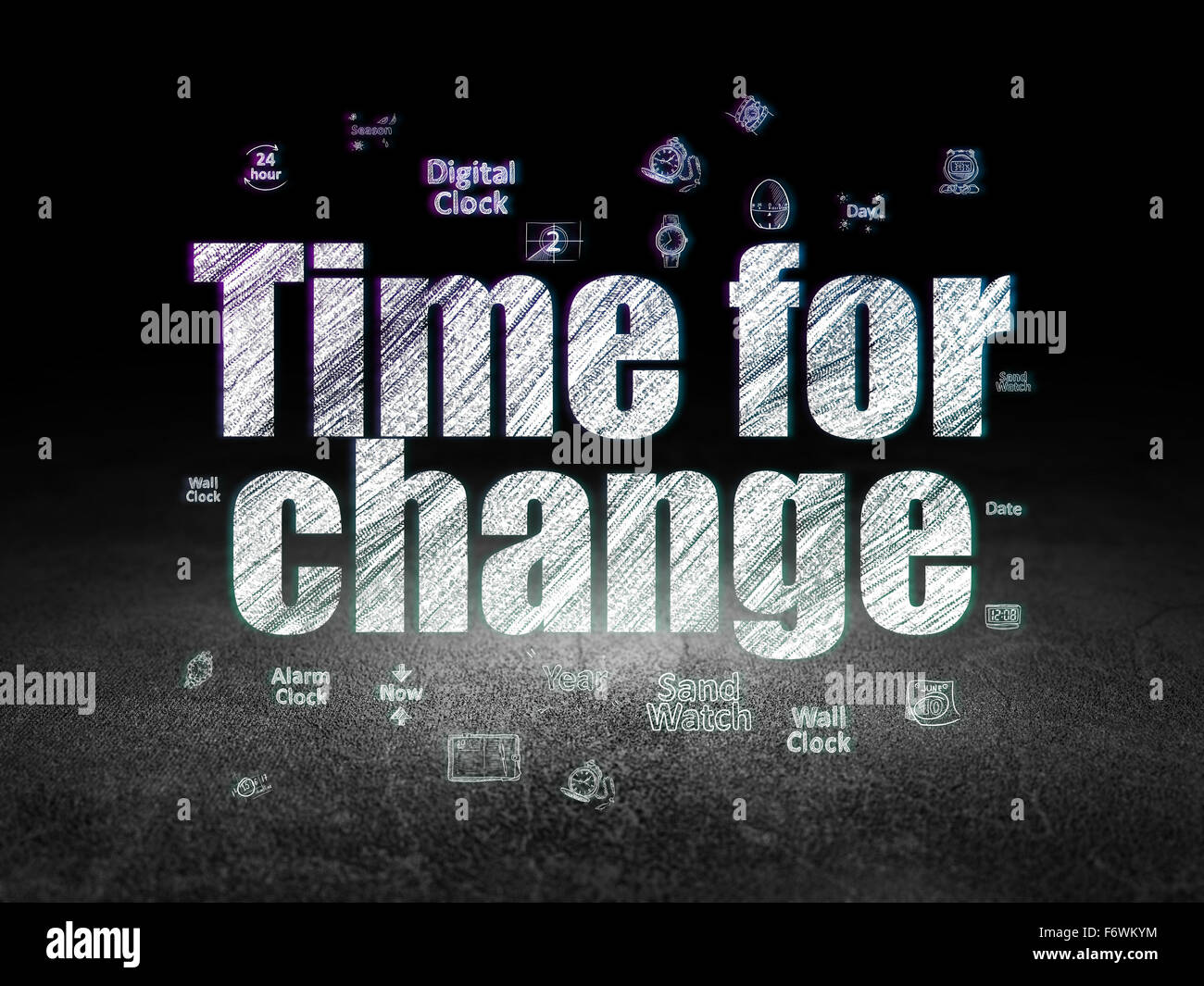 Timeline concept: Time for Change in grunge dark room Stock Photo - Alamy