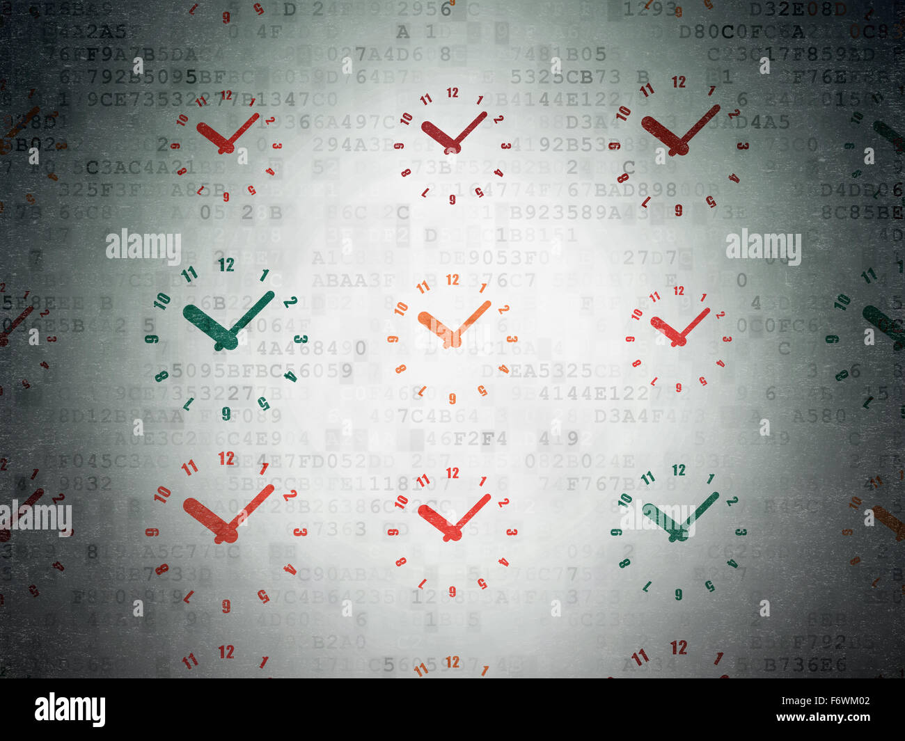Timeline concept: Clock icons on Digital Paper background Stock Photo ...