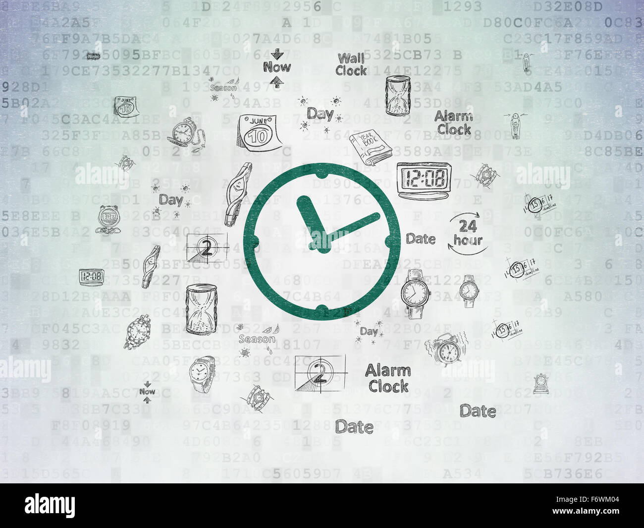 Timeline concept: Clock on Digital Paper background Stock Photo - Alamy