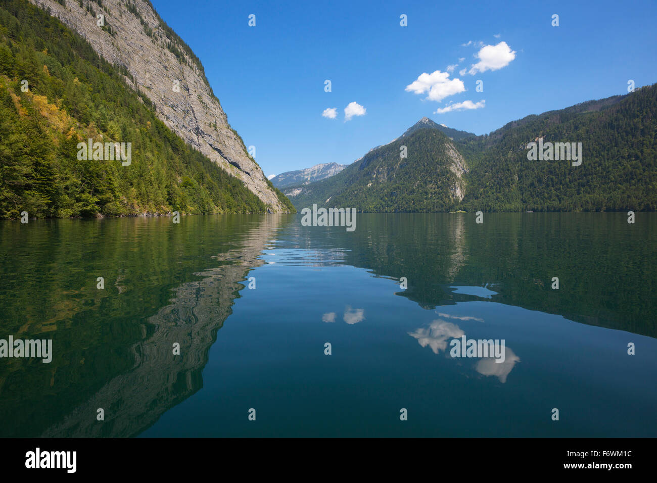 View over lake Koenigssee, Berchtesgaden region, Berchtesgaden National ...