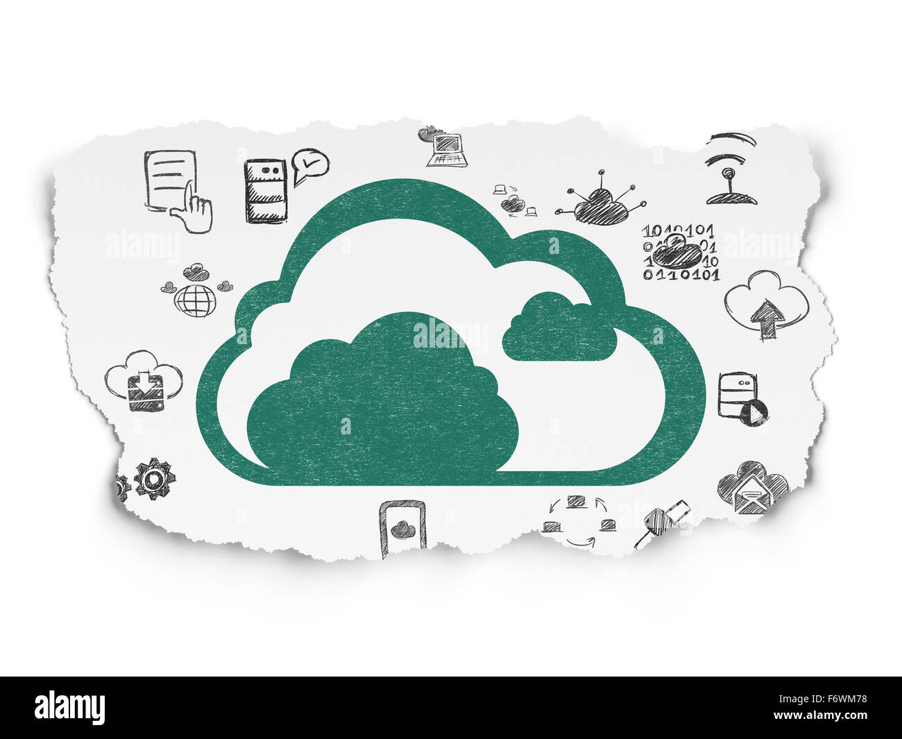 Cloud computing concept: Cloud on Torn Paper background Stock Photo - Alamy