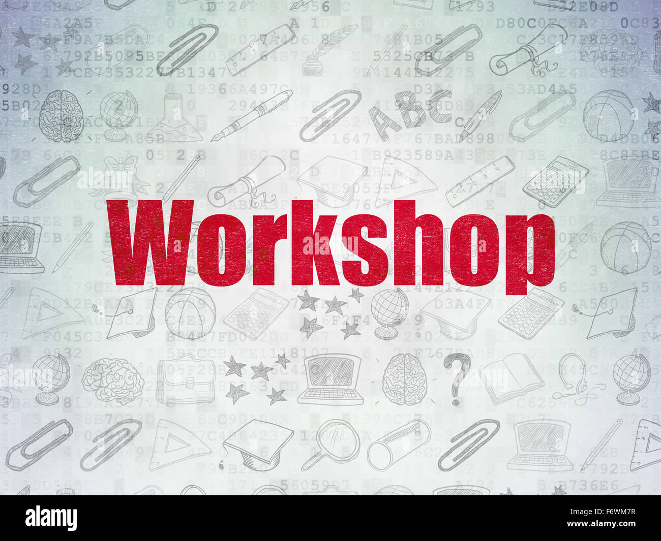 Studying concept: Workshop on Digital Paper background Stock Photo - Alamy