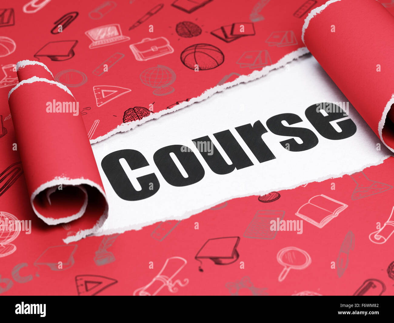 Studying concept: black text Course under the piece of torn paper Stock ...