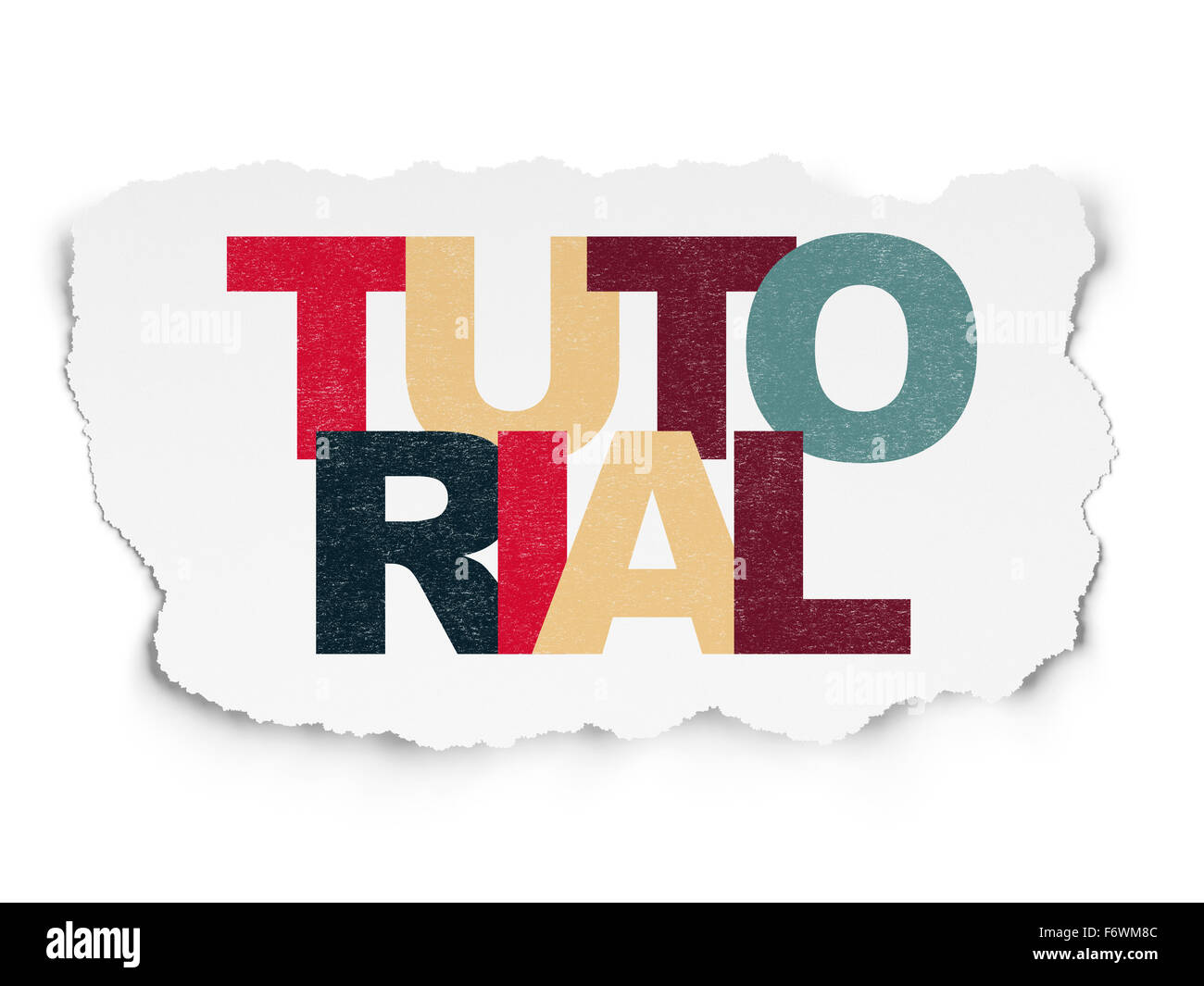 Studying concept: Tutorial on Torn Paper background Stock Photo - Alamy