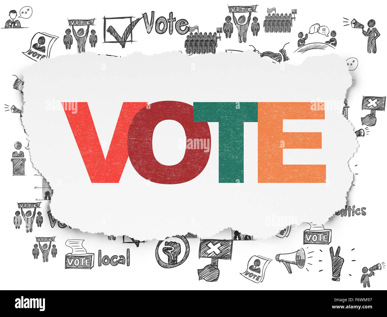 Politics concept: Vote on Torn Paper background Stock Photo - Alamy