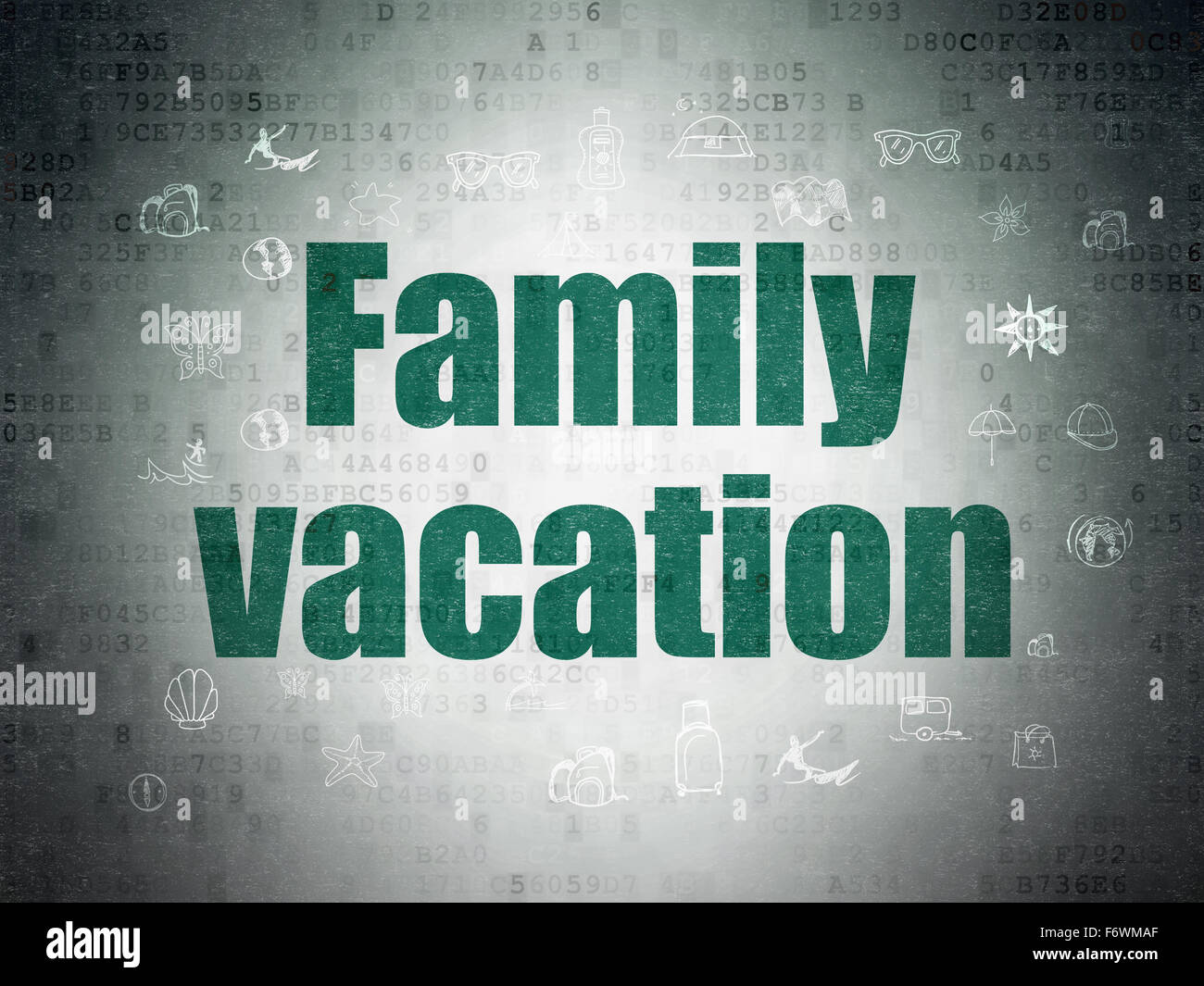 Tourism concept: Family Vacation on Digital Paper background Stock ...