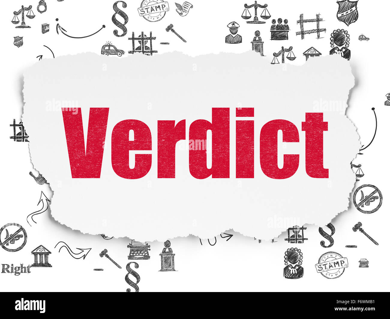 Law concept: Verdict on Torn Paper background Stock Photo - Alamy