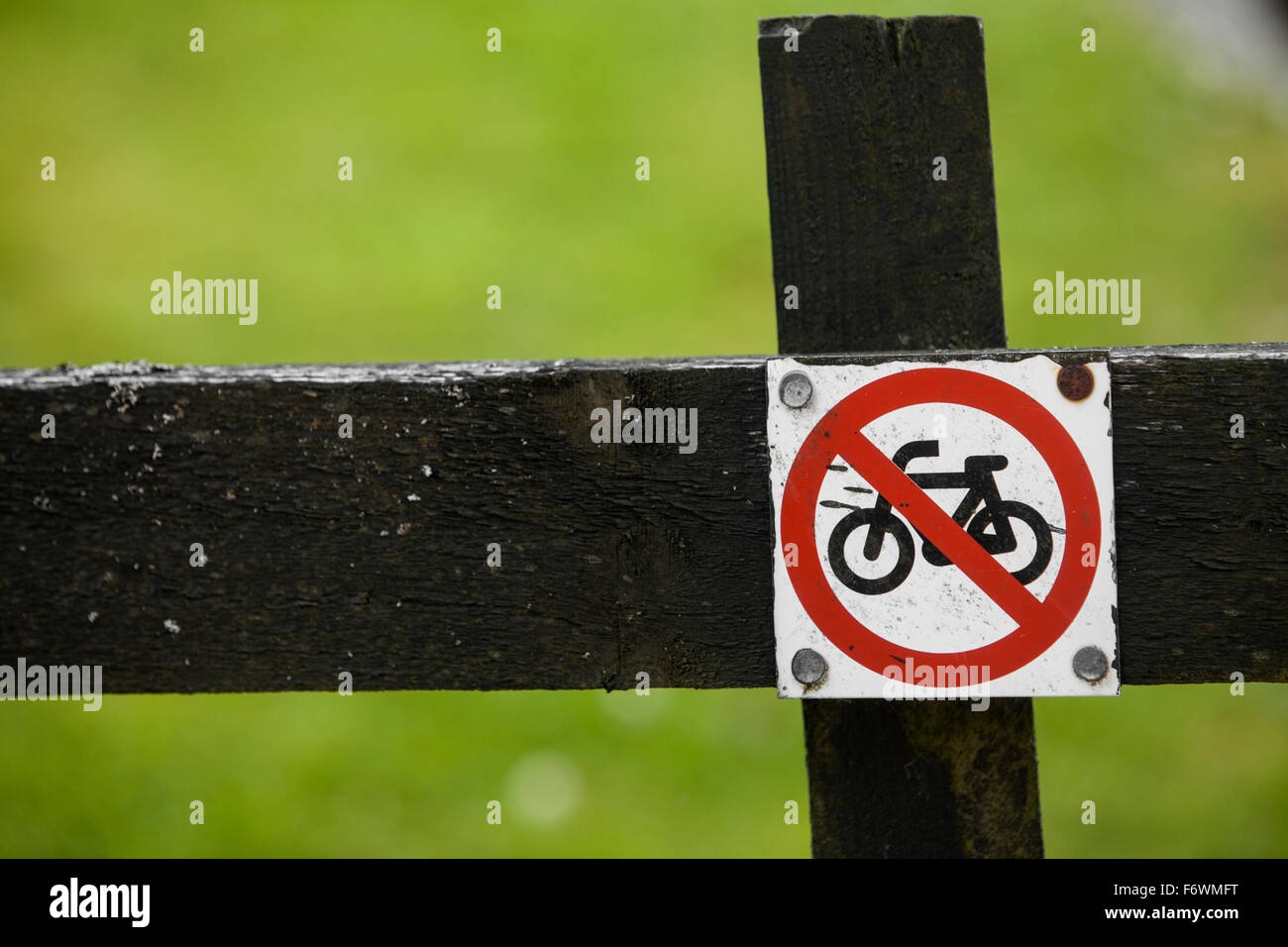 Color image of a bicycle forbidden access sign Stock Photo - Alamy