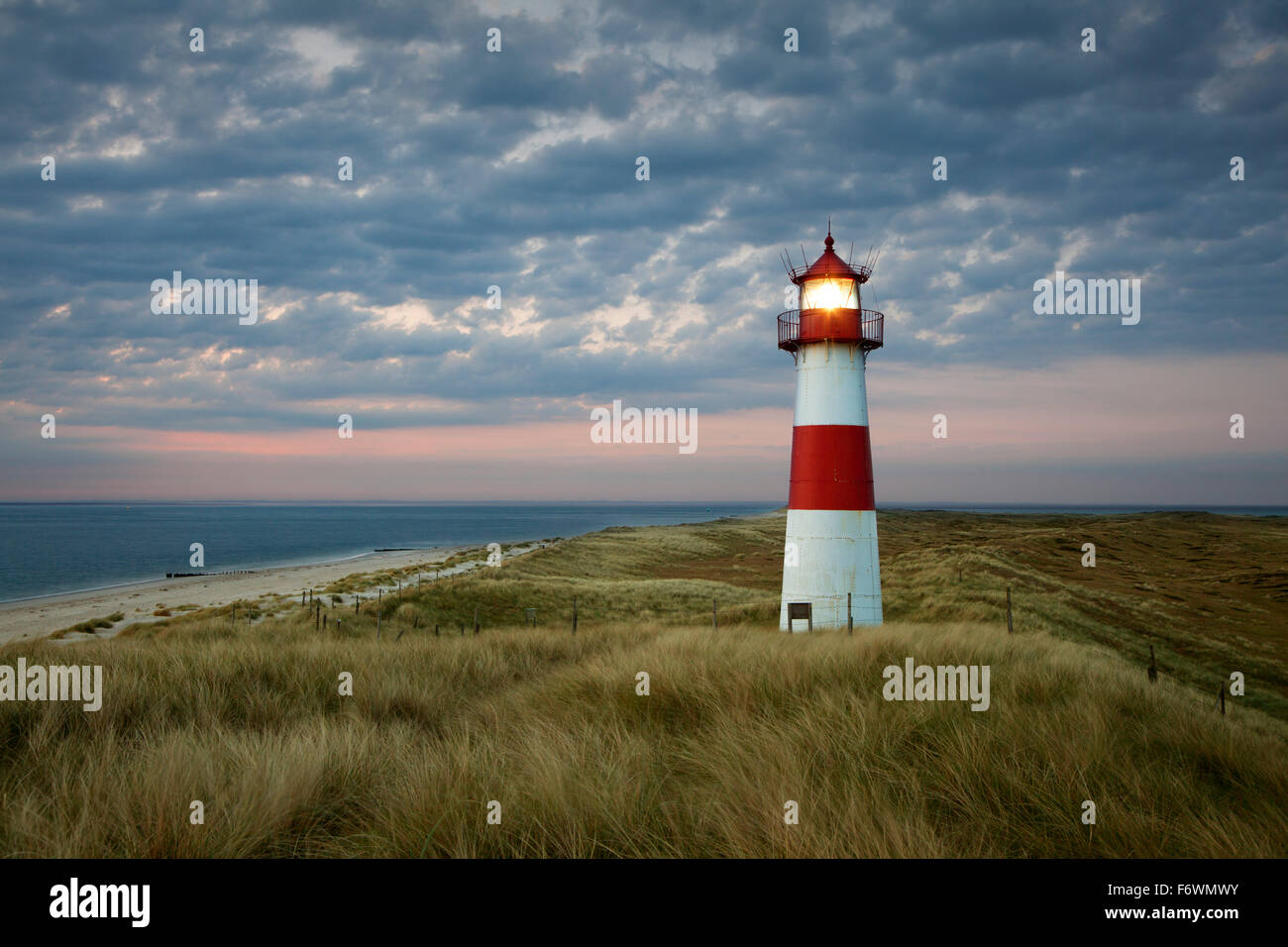List Ost lighthouse, Ellenbogen peninsula, Sylt island, North Sea ...