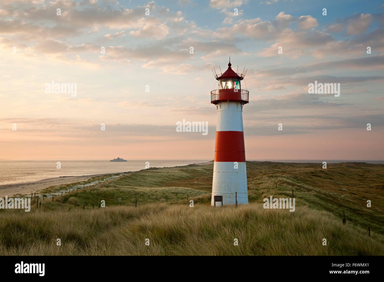List Ost lighthouse, ferry to Romo island, Ellenbogen peninsula, Sylt ...