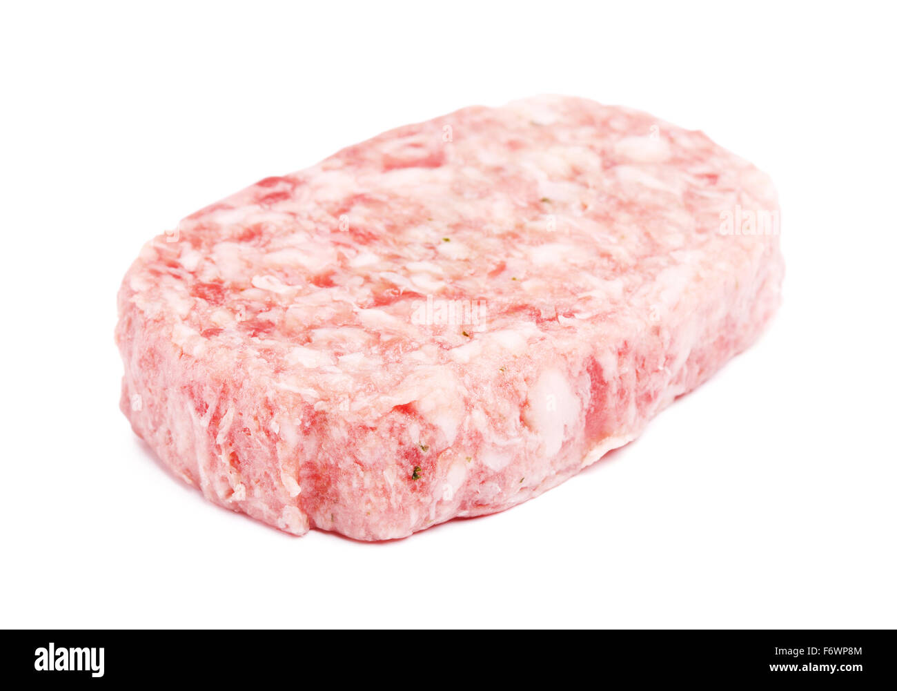 raw pork patty, isolated on white background Stock Photo - Alamy
